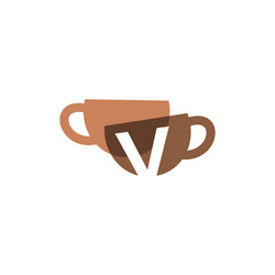 Letter v coffee cup logo coffee icon Royalty Free Vector