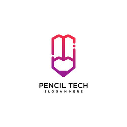 Pencil tech logo design with modern creative Vector Image