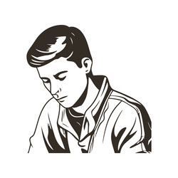 One person profile black and white Royalty Free Vector Image