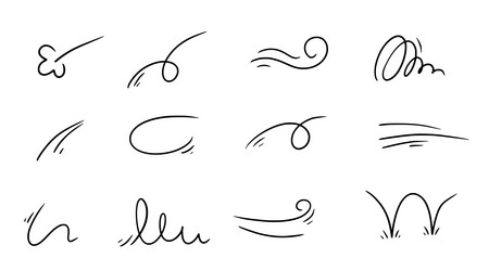 Doodle wind line sketch set hand drawn doodle Vector Image