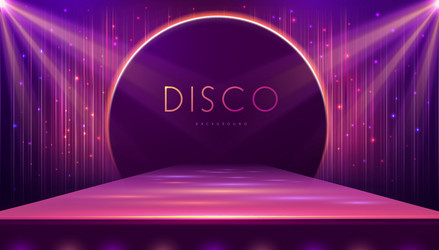 Disco party showcase background with 3d podium Vector Image