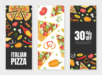 Italian pizza card templates set with traditional Vector Image