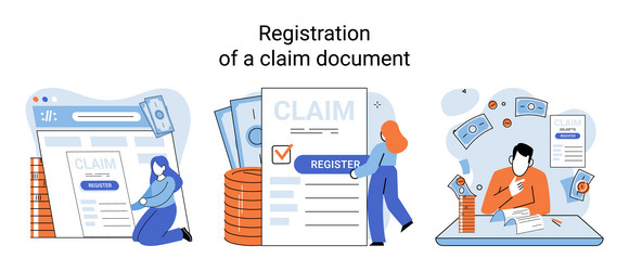 Registration of claim form register document Vector Image