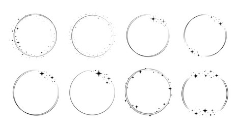 Circle star border frame set sparkle Royalty Free Vector