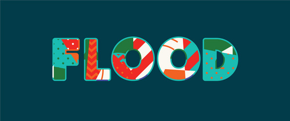 Flood concept retro colorful word art Royalty Free Vector