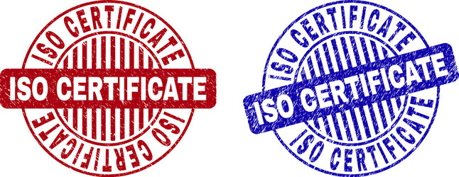 Grunge textured iso certificate stamp seal Vector Image
