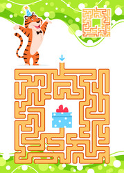 Maze game for kids with tiger on white background Vector Image