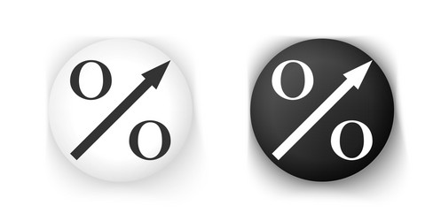 Black and white percent down arrow icon isolated Vector Image