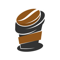 Coffee shop logo cup and been Royalty Free Vector Image