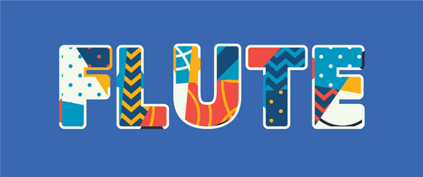 Flute concept retro colorful word art Royalty Free Vector