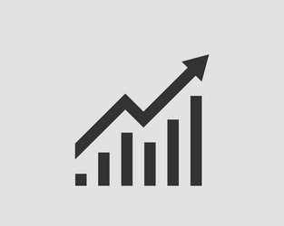 Rapidly increasing bar graph icon or increase Vector Image