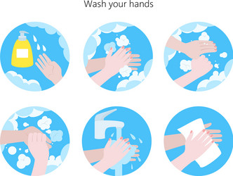 Washing hands step sequence instruction Royalty Free Vector