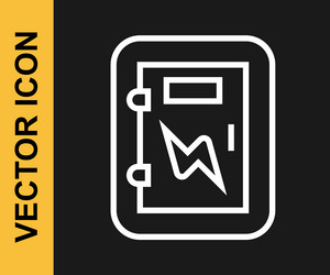 Black line electrical panel icon isolated on white