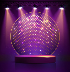 Disco party showcase background with 3d podium Vector Image