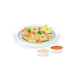 Fried squid Royalty Free Vector Image - VectorStock