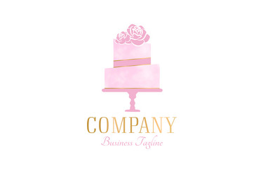 Gold cake logo design Royalty Free Vector Image