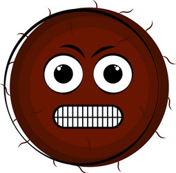 Sad coconut cartoon character emote Royalty Free Vector