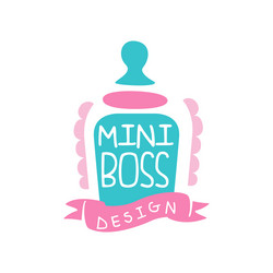 Mini boss logo original design for baby Royalty Free Vector