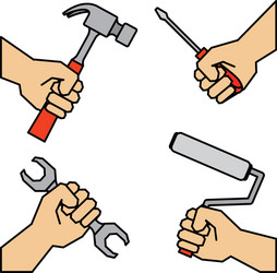 Hands tools construction symbol Royalty Free Vector Image