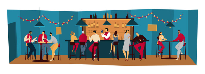 People in restaurant friend drink beer in pub Vector Image