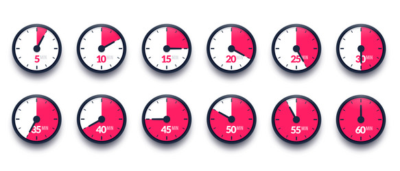 40 seconds countdown timer icon set time interval Vector Image