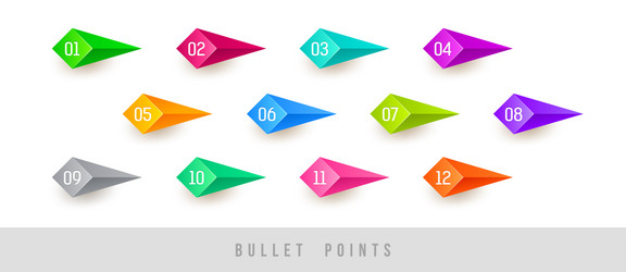 Numbered colorful bullet points Royalty Free Vector Image