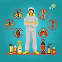 Pest control service flat background Royalty Free Vector