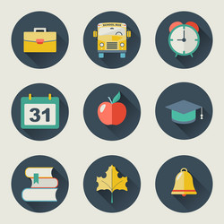 School icons flat design set Royalty Free Vector Image