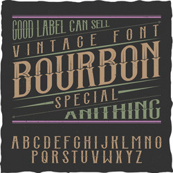 Bourbon label font and sample design Royalty Free Vector