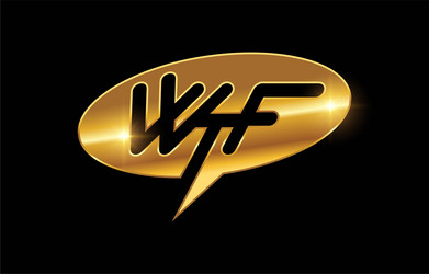 Golden wtf monogram logo initial letters Vector Image