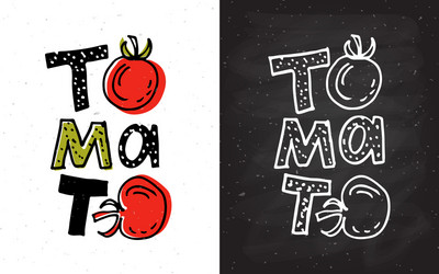 Hand sketched tomato product lettering typography Vector Image