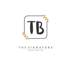 T b tb initial letter handwriting and signature Vector Image