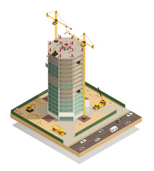 Skyscraper construction isometric composition Vector Image
