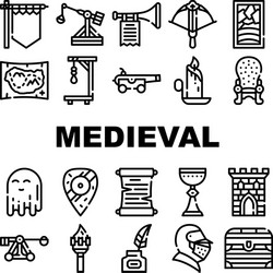 Medieval middle age collection icons set Vector Image