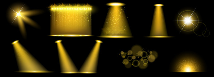 Yellow spotlight realistic set Royalty Free Vector Image