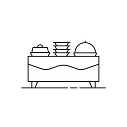 Buffet line icons set catering Royalty Free Vector Image