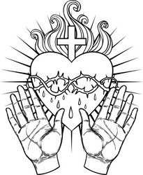 Sacred heart engraving Royalty Free Vector Image