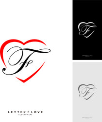 Letter f heart logo icon design template elements Vector Image