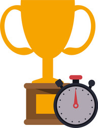 Trophy cup and timer symbol Royalty Free Vector Image