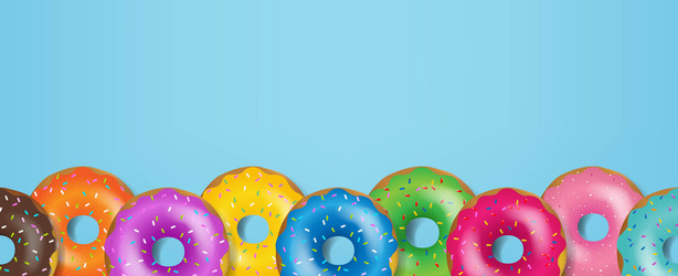 Bright donuts border isolated with transparent Vector Image