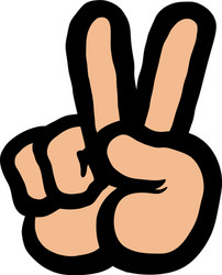 Hand peace sign cartoon Royalty Free Vector Image