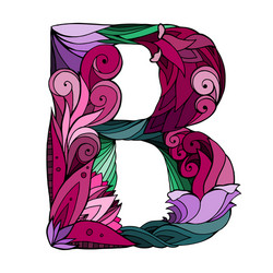 Black and white freehand drawing capital letter b Vector Image