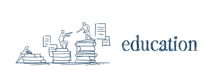 One line drawing of stack books decoration Vector Image