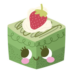 Matcha roll with fruits cartoon Royalty Free Vector Image