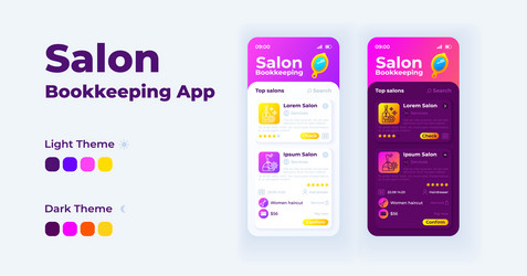 Salon bookkeeping smartphone interface template Vector Image