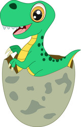 Cartoon baby parasaurolophus hatching from egg Vector Image