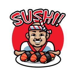 Sushi food logo or label seafood restaurant Vector Image