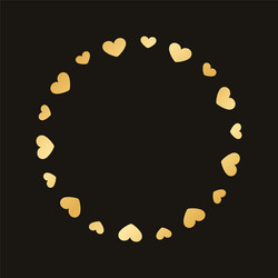 Golden round frame made with heart pattern gold Vector Image