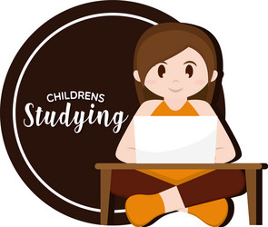Isolated girl read children studying Royalty Free Vector