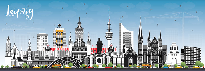Leipzig germany city skyline with gray buildings Vector Image